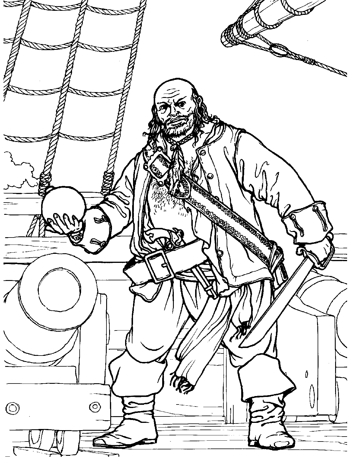 Disegni da colorare - Pirata vicino al cannone